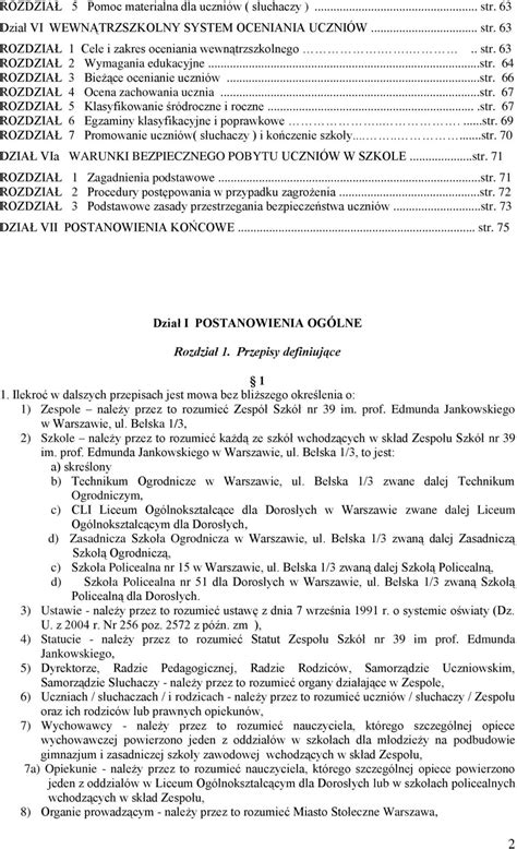 Statut Zespo U Szk Nr Im Prof Edmunda Jankowskiego W Warszawie Ul Be Ska Pdf