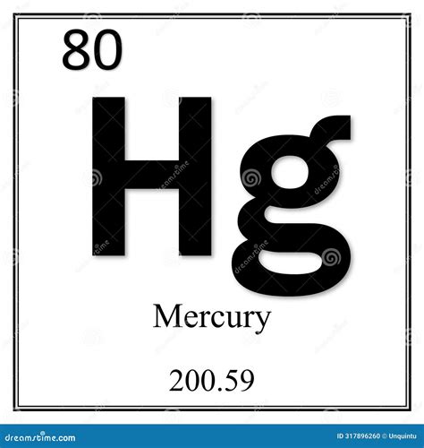 Mercury Chemical Element Symbol On White Background Stock Illustration