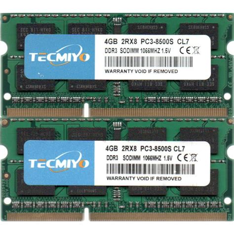Tecmiyo Pc3 8500s Ddr3 1066 4gb X 2枚組み 合計8gb So Dimm 204pin ノートパソコン用