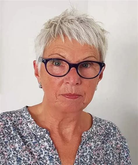 Spiky Short Haircut For Women Over 60 With Glasses Modern Short