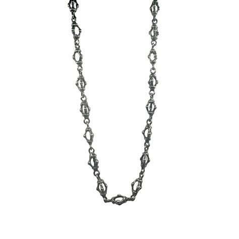 Handmade Silver Beaded Chain Necklace Vajra And Oxidized Finish