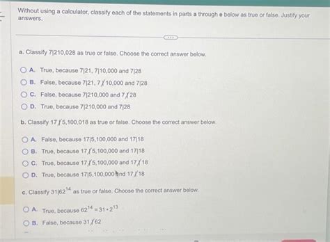 Solved Without Using A Calculator Classify Each Of The