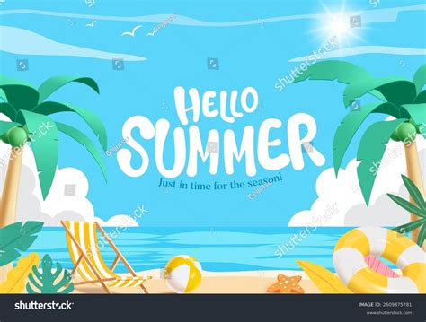 Hello Summer Beach Sunny Background Stock Vector Royalty Free