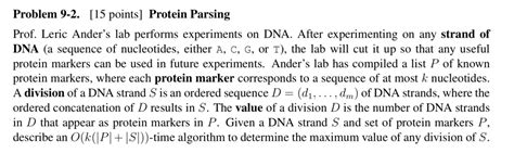 Solved Problem 9 2 15 Points Protein Parsing Prof Leric Anders