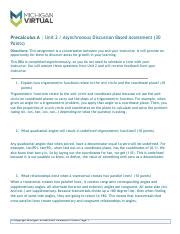 Pre Calc Unit 2 DBA Pdf Precalculus A Unit 2 Asynchronous Discussion Based Assessment 30