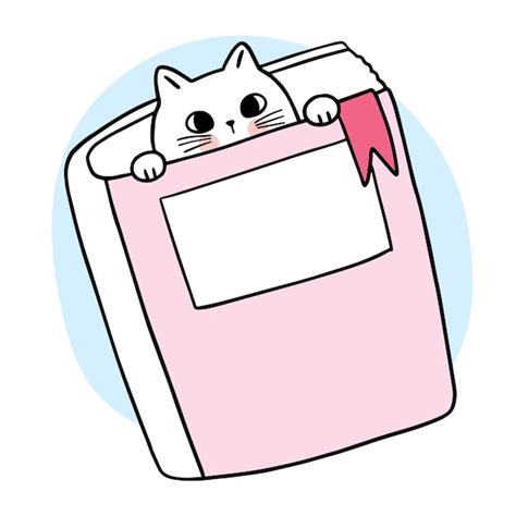 책 벡터에 만화 귀여운 고양이 프리미엄 벡터