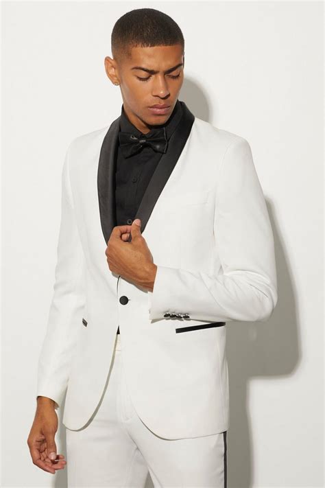 Skinny Single Breasted Tuxedo Suit Jacket Boohoo Uk