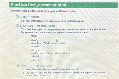 Solved Practice First Document Html NThis Practice Assumes Chegg
