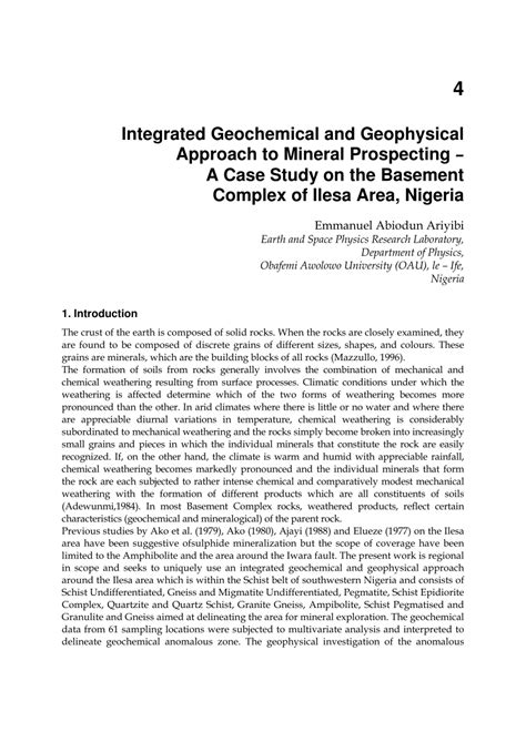 Pdf Integrated Geochemical And Geophysical Approach To Mineral