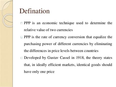Purchasing Power Parity Ppp