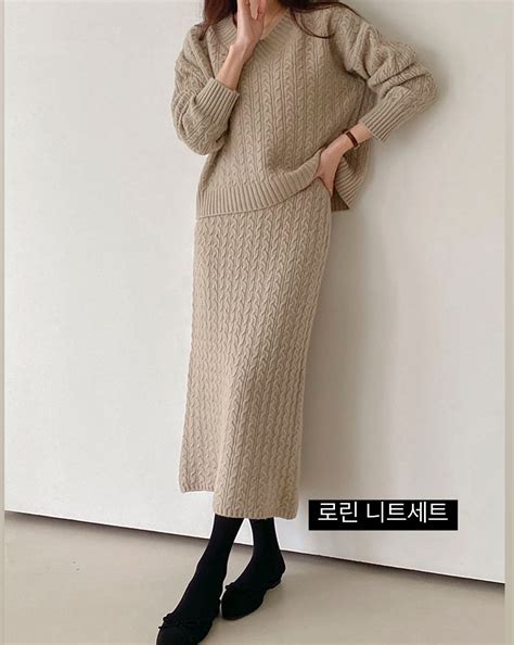 코코블랙 권영혜 오늘업뎃된 세트 3종 로린니트세트와 모니카울세트는 스커트와 세트로 핏도 이쁘고 분위기여성여성하면서 편한데 가격까지 착해요 르네배색니트는 니트와 팬츠