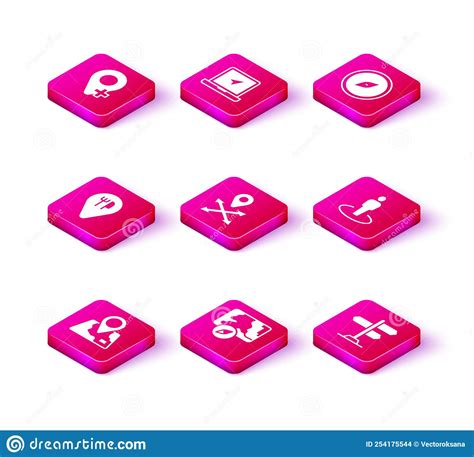 Set Folded Map With Location Marker City Navigation Cafe And Restaurant Location Road