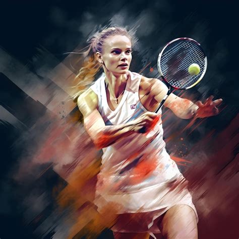 Premium Ai Image A Woman Playing Tennis With A Racquet And Ball In