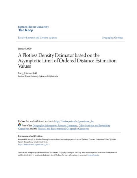 Pdf A Plotless Density Estimator Based On The Asymptotic Limit Of