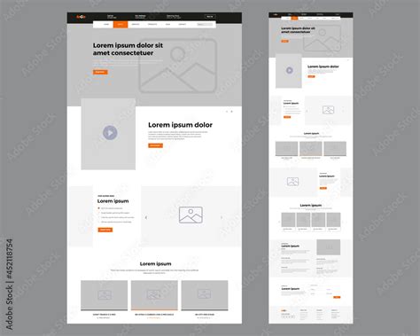 Landing Page Website Wireframe Interface Template Set Vector Illustration Stock Vector Adobe
