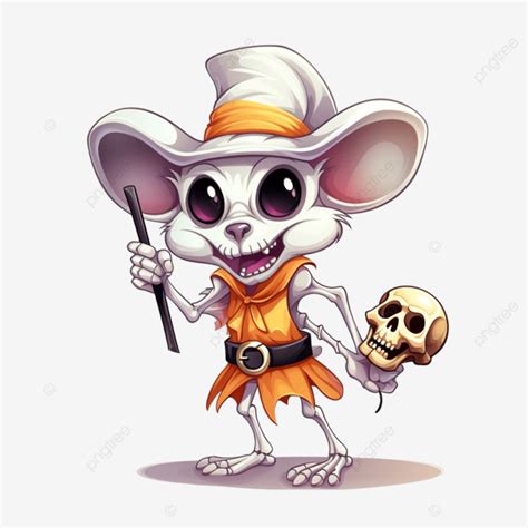 Cartoon Halloween Skeleton Mouse Funny Illustration Isolated Cute