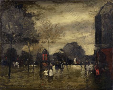 巴黎雨天的街道油画装饰画图品汇