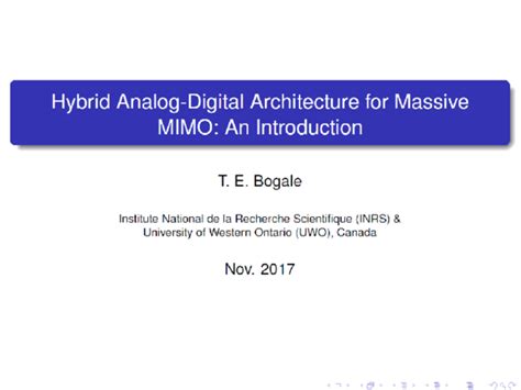 Pdf Hybrid Analog Digital Architecture For Massive Mimo An