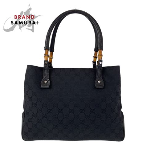 【楽天市場】美品 Gucci グッチ バンブー Gg柄 ブラック 黒 シルバー金具 Ggキャンバス 112526 ハンドバッグ トートバッグ