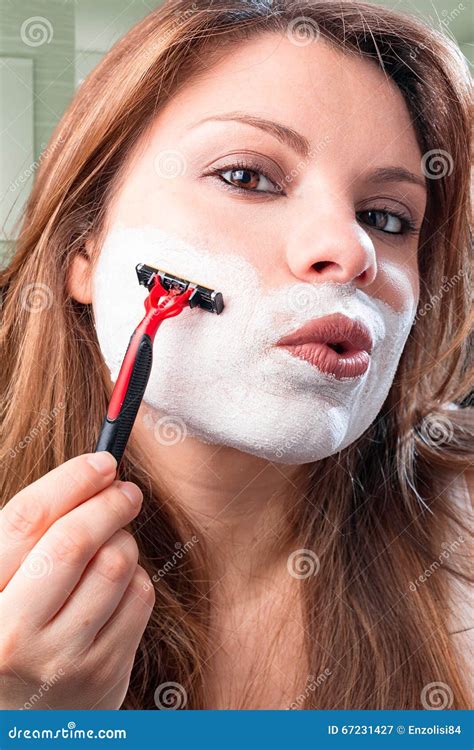 Girl Shaves Stock Image Image Of Conceptual Cream Foam 67231427