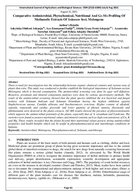 Pdf Antimicrobial And Nutritional Profiling Of Solanum Melongena