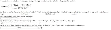 Solved Generate Bode Magnitude And Phase Plots Chegg
