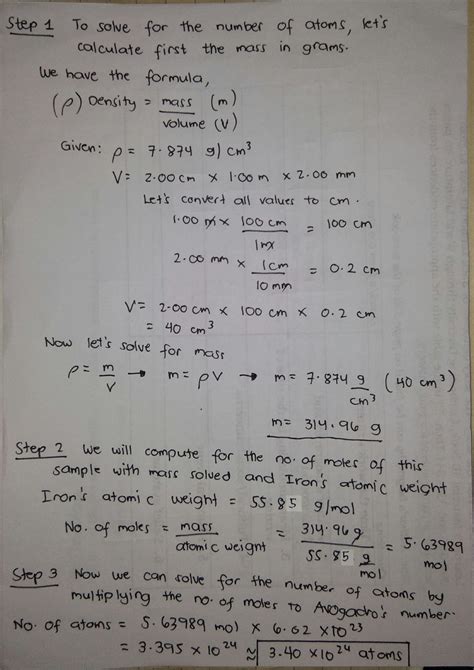 [solved] 4 If The Density Of Iron Fe Is 7 874 G Cm3 How Many Atoms