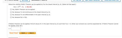 Solved Determine Whether Rolles Theorem Can Be Applied To