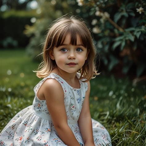 A Cute 4 Years Old Girl Playing In A Garden Backyards Alone Day Time