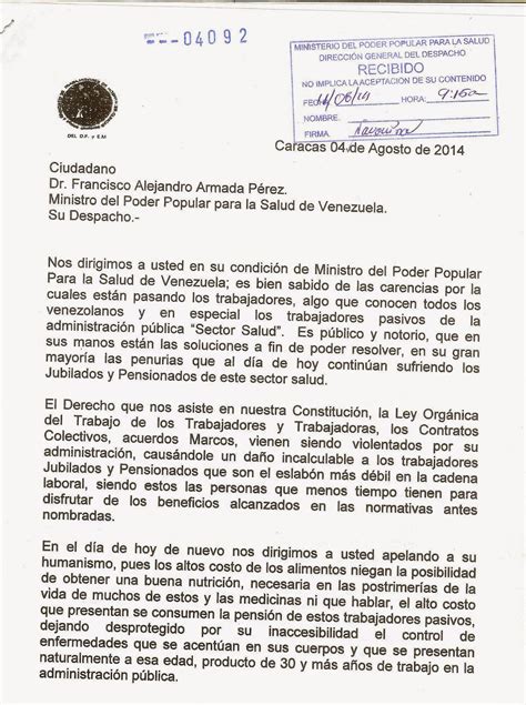 Documento Dirigido Al Ministro Del Poder Popular Para La Salud