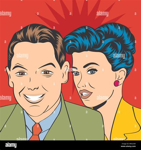 Man And Woman Love Couple In Pop Art Comic Style Stock Vector Image