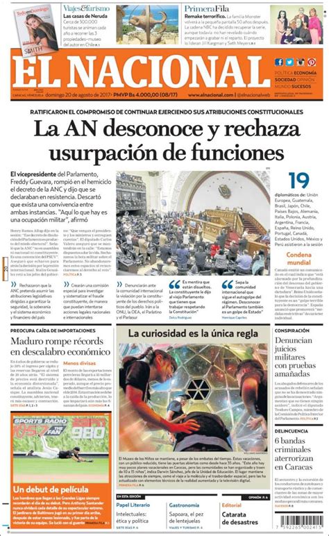 Periódico El Nacional Venezuela Periódicos de Venezuela Toda la