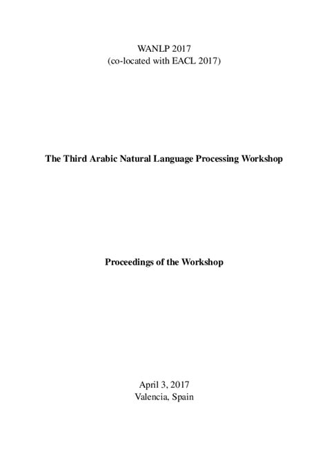 Pdf Proceedings Of The Third Arabic Natural Language Processing Workshop