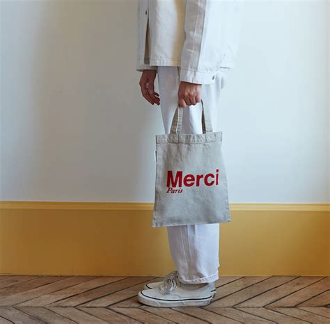 메르시 Merci 미니 에코백 분필 Craie 2가지 색상 프린트