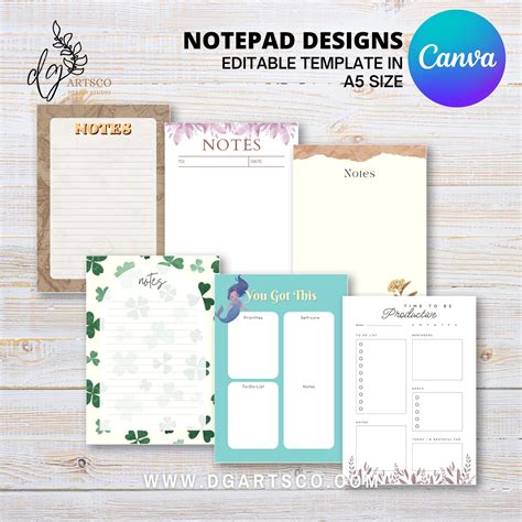 Free A5 Notepad Template Personal And Commercial Use Dgartsco