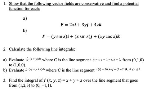 1 show that the following vector fields are