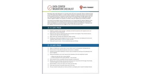 Data Center Migration Checklist Free Checklist