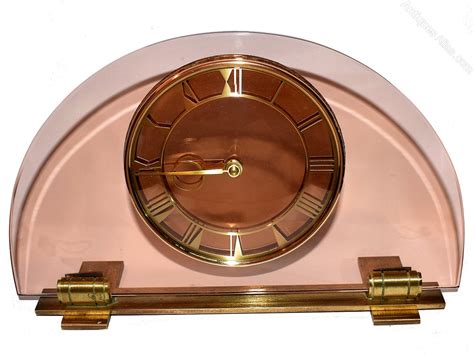 Antiques Atlas 1930s Art Deco Peach Glass Mantle Clock
