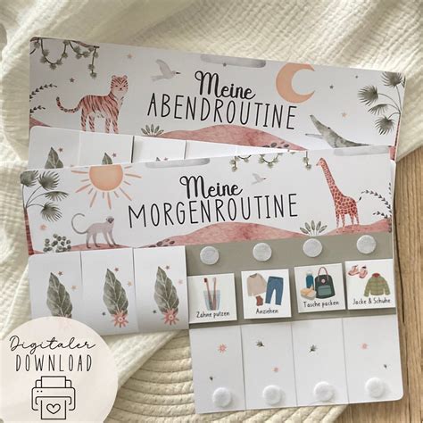 Morgen And Abendroutine Für Kinder Wildetiere Routineplan Mit Sternchen Routineplan Für Kinder
