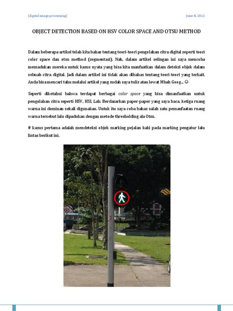 Project Object Detection Based On Hsv Color Space And Otsu Method Pdf