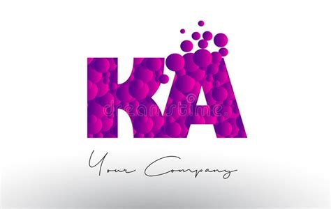 Ka K A Dots Letter Logo With Purple Bubbles Texture Stock Vector