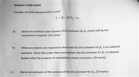 Solved Question 100 Marks Consider The Following Population Model