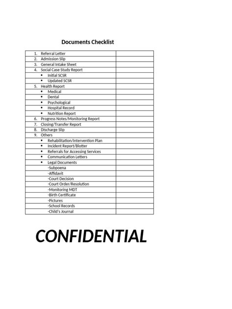 Documents Checklist Pdf