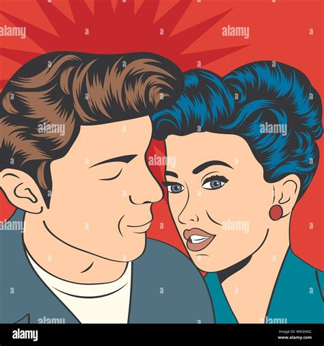 Man And Woman Love Couple In Pop Art Comic Style Stock Vector Image