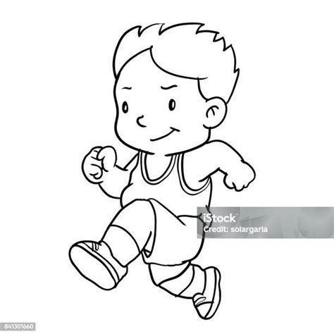 ภาพวาดมือของเด็กผู้ชายวิ่ง Vector ภาพประกอบ ภาพประกอบสต็อก ดาวน์โหลด