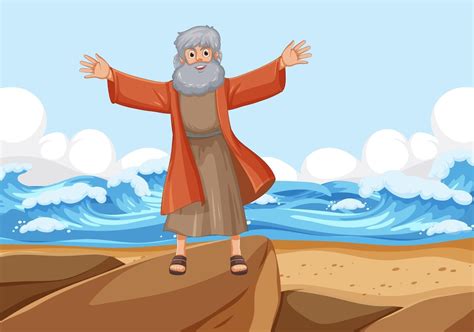 Premium Vector Moses Parting The Sea A Vector Cartoon Illustration