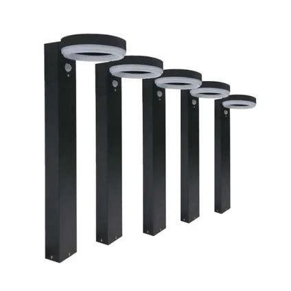 SILUMEN Solar LED Paal 50cm Zwart Bewegingssensor Set Van 5