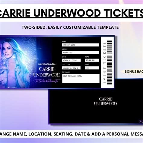 Fake Concert Ticket Template For Her Etsy