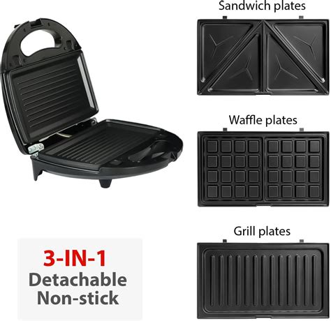 3 In 1 Sandwich Toaster Waffle Maker And Grill Jean Patrique