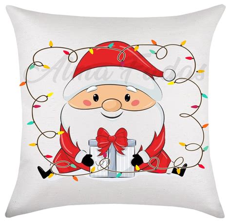 Capa Almofada Natal Papai Noel Cute Presente E Luzes 40 X 40